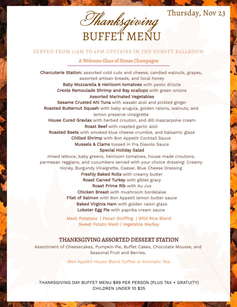 Thanksgiving Buffet Menu - Bon Appetit