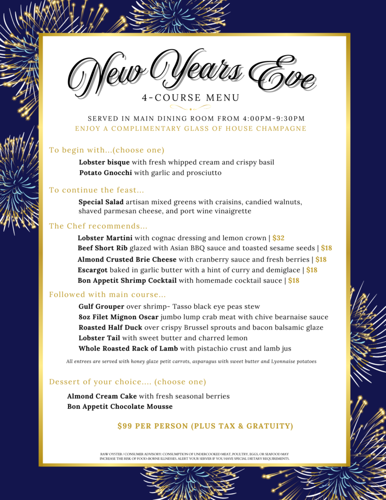 New Year's Eve 4-Course Menu - Bon Appetit