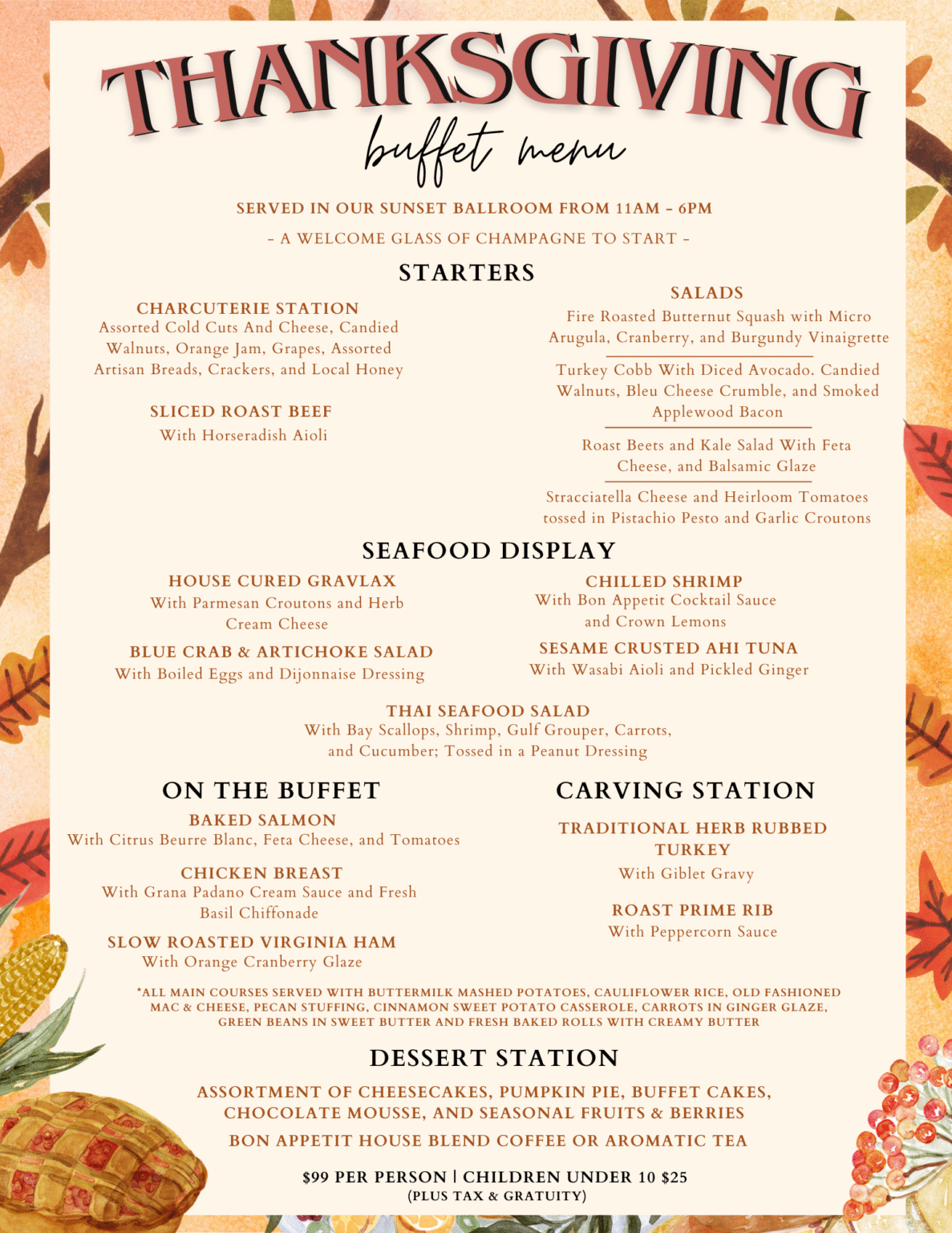 Thanksgiving Buffet Menu - Bon Appetit